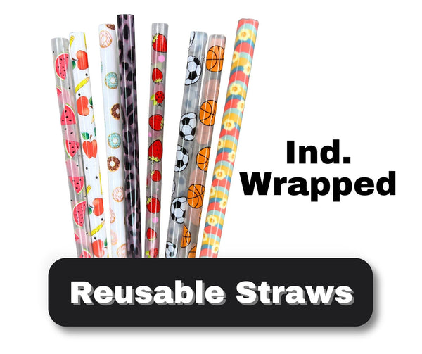 Reusable Plastic Straws - 9" 10.25" 13" Individually Wrapped | Sip Sleeves